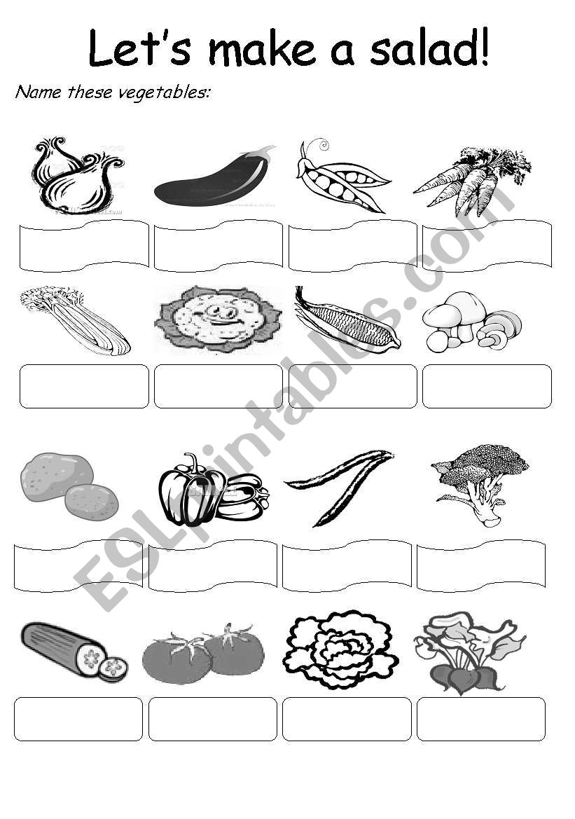 English worksheets: Let´s make a salad!
