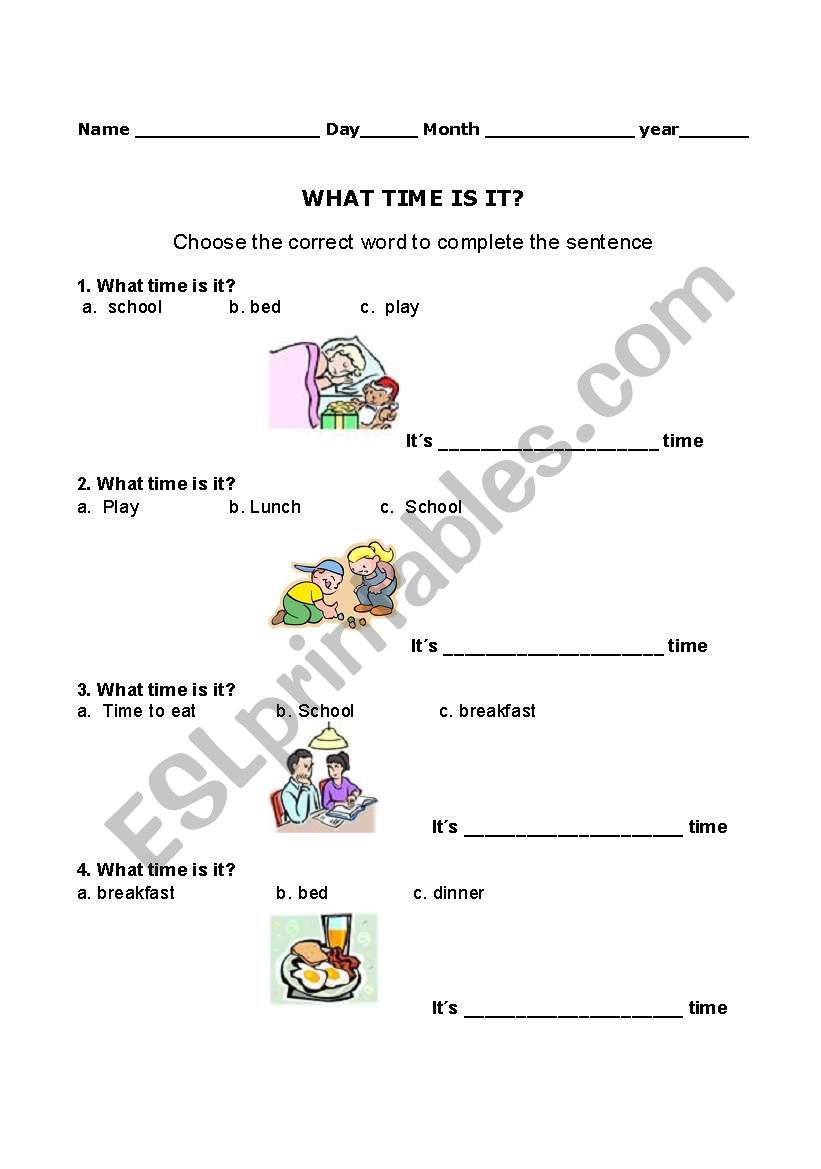 English worksheets: It´s time to ...