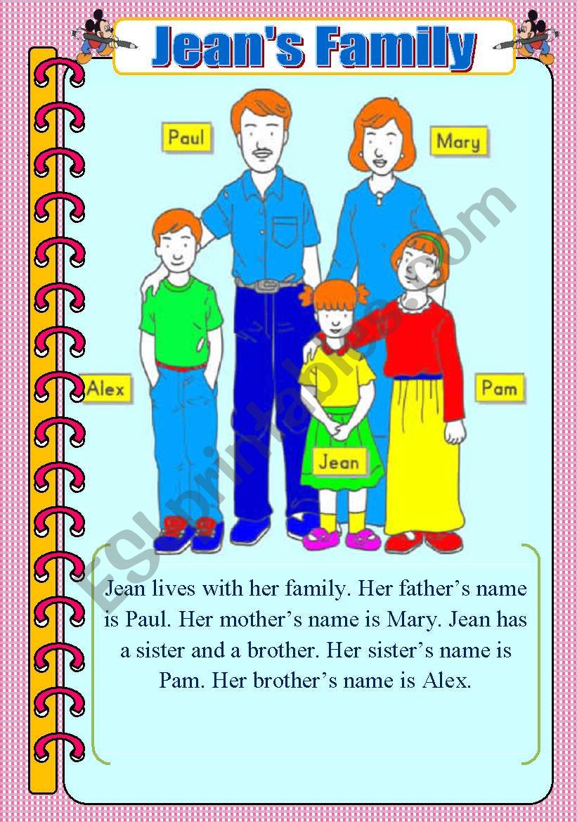 Jean´s Family Tree - ESL worksheet by Malyn