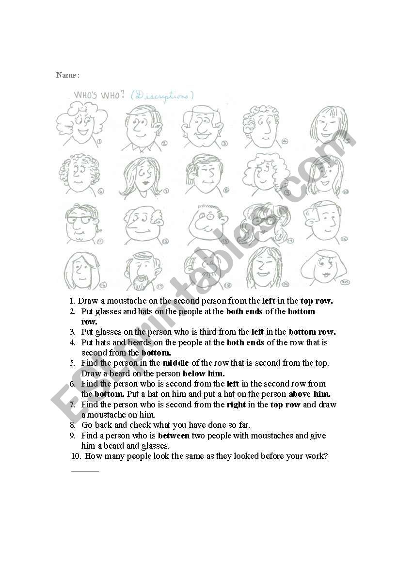 Who´s who? - ESL worksheet by calixa2