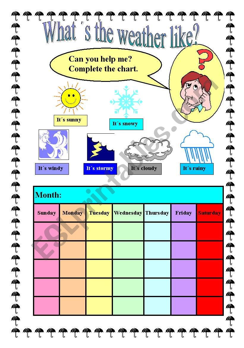 What´s the weather like? - ESL worksheet by conchi63