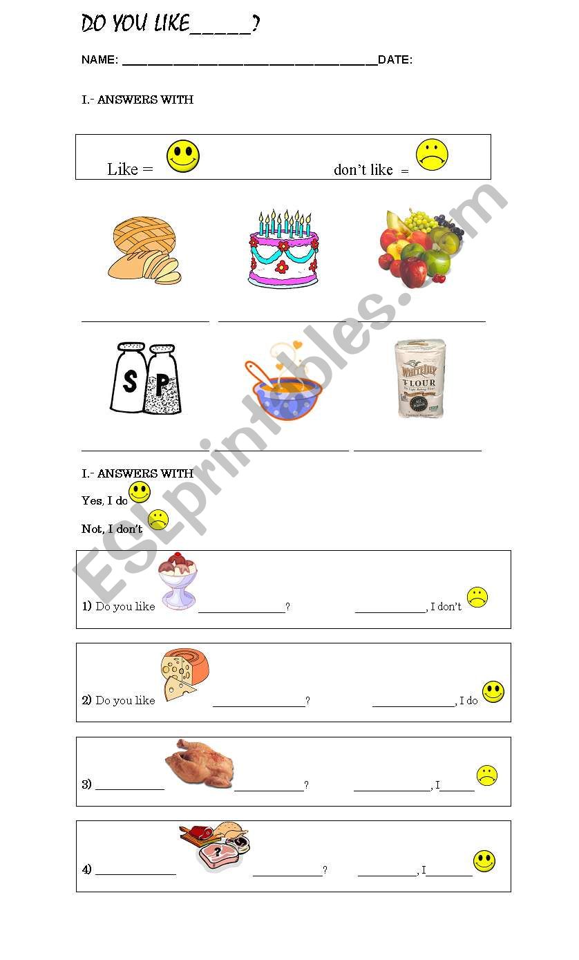 LIKE- DON´T LIKE - ESL worksheet by joce