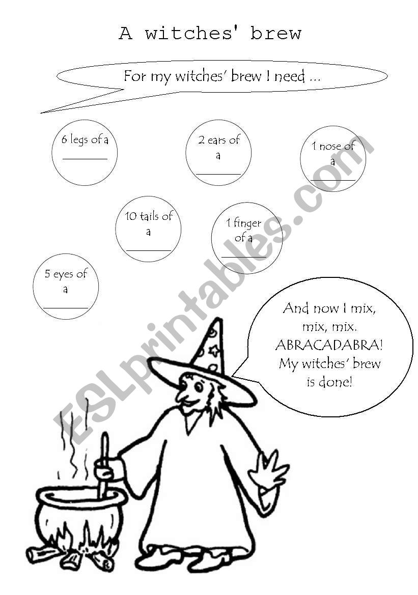 English worksheets: a witches´ brew