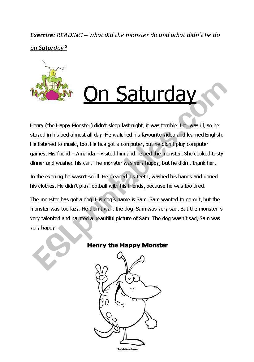 Reading, PAST SIMPLE (did, didn´t) - ESL worksheet by pauli_na