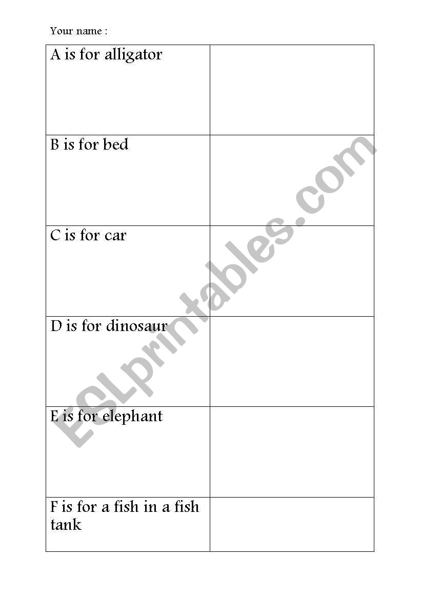 English worksheets: Let´s learn the alphabet 1of 2