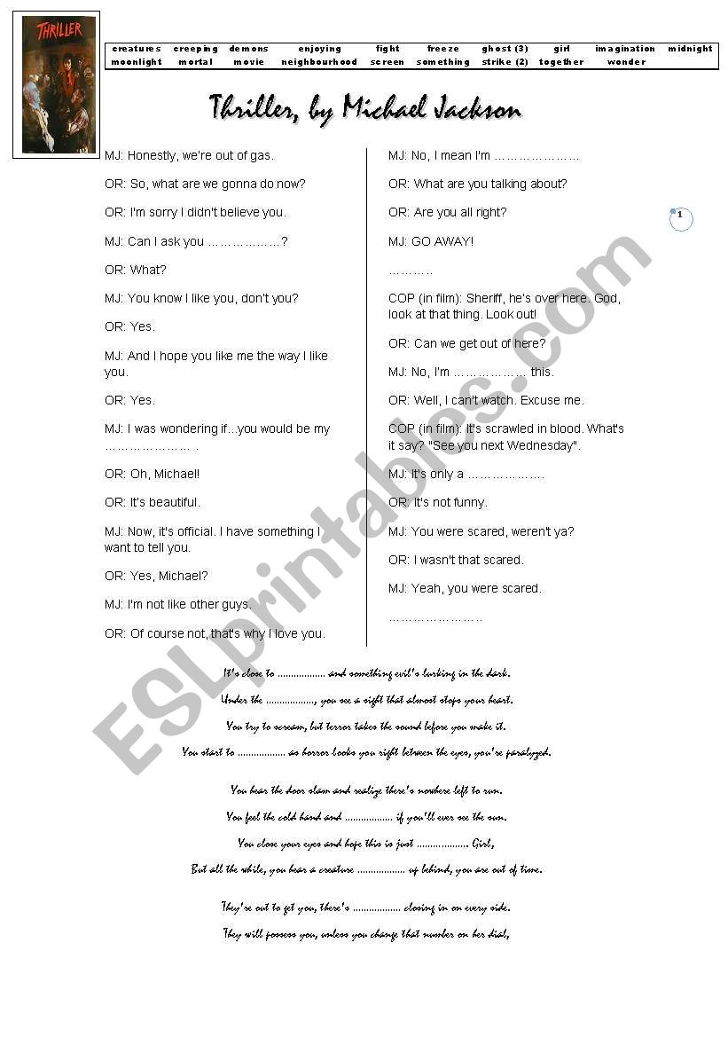 Michael Jackson´s Thriller + KEY - ESL worksheet by magdaneni
