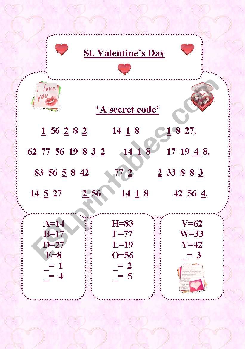 ‘A secret code’ - ESL worksheet by *Maria*