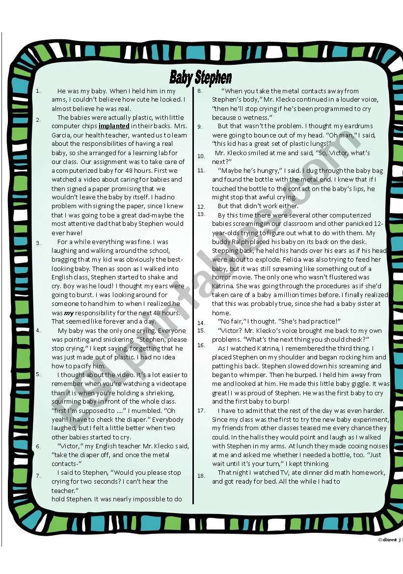 Comprehension passage with Bloom´s Taxonomy Questions - ESL worksheet ...