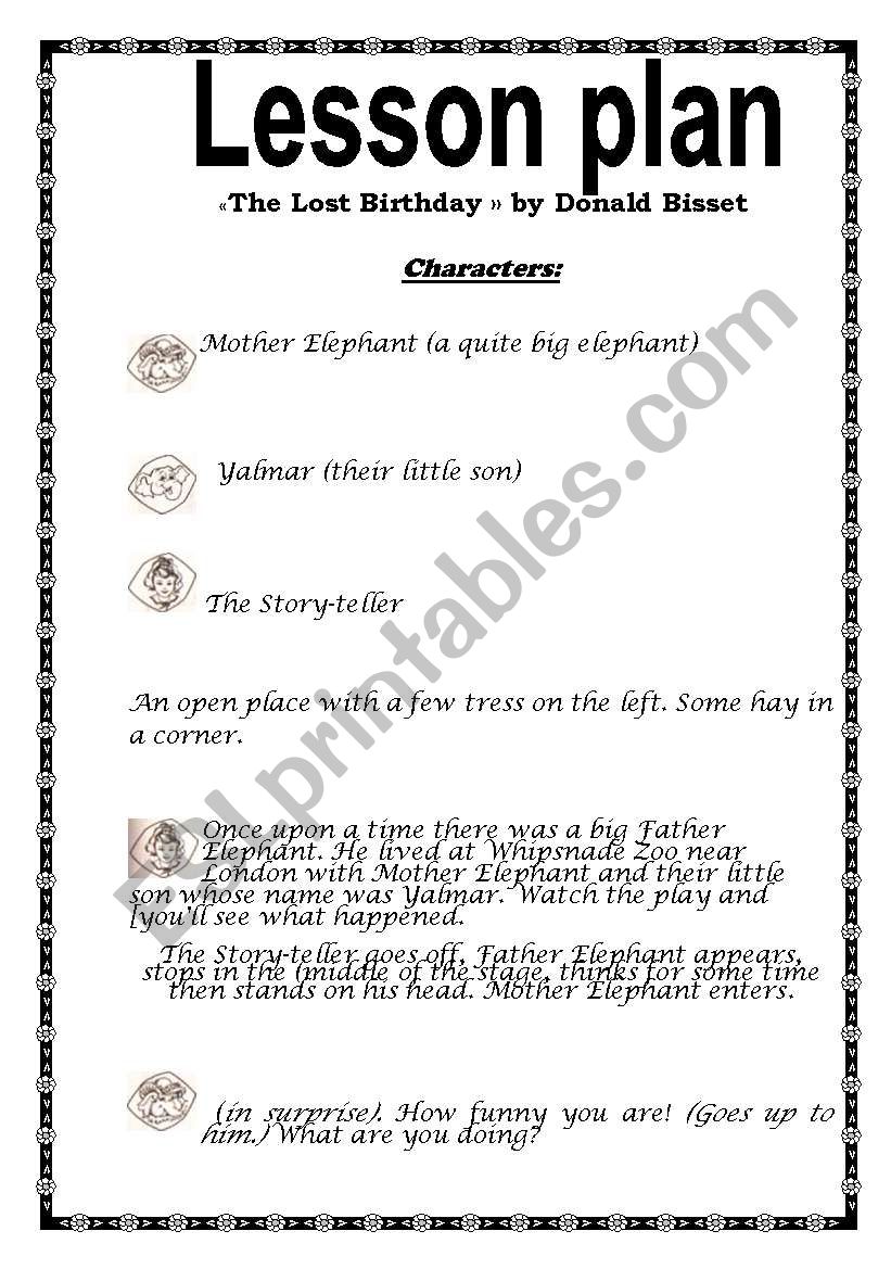 Lesson plan. PERFORMANCE «The Lost Birthday » by Donald Bisset (5 pages ...