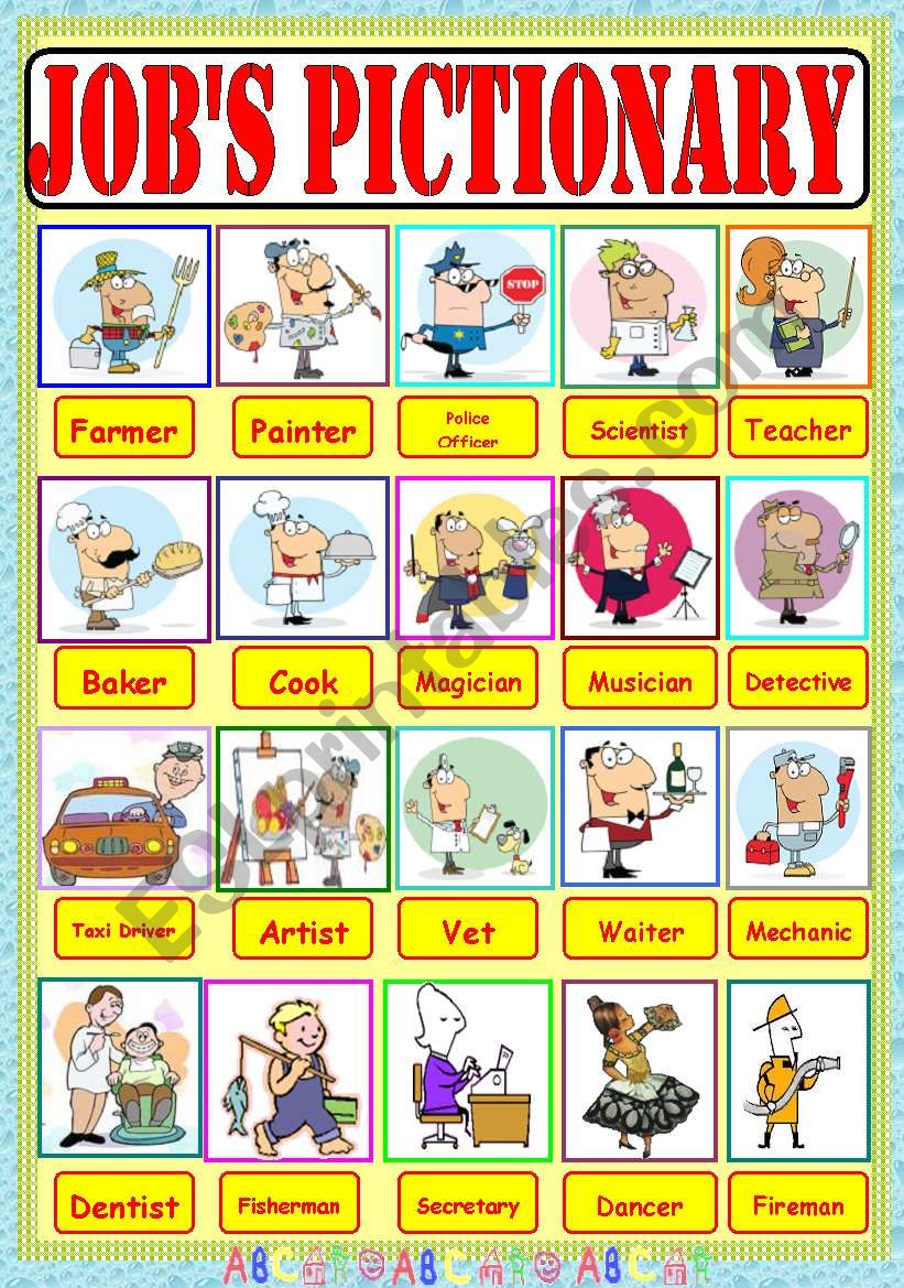 JOB´S PICTIONARY - ESL worksheet by arielmlee