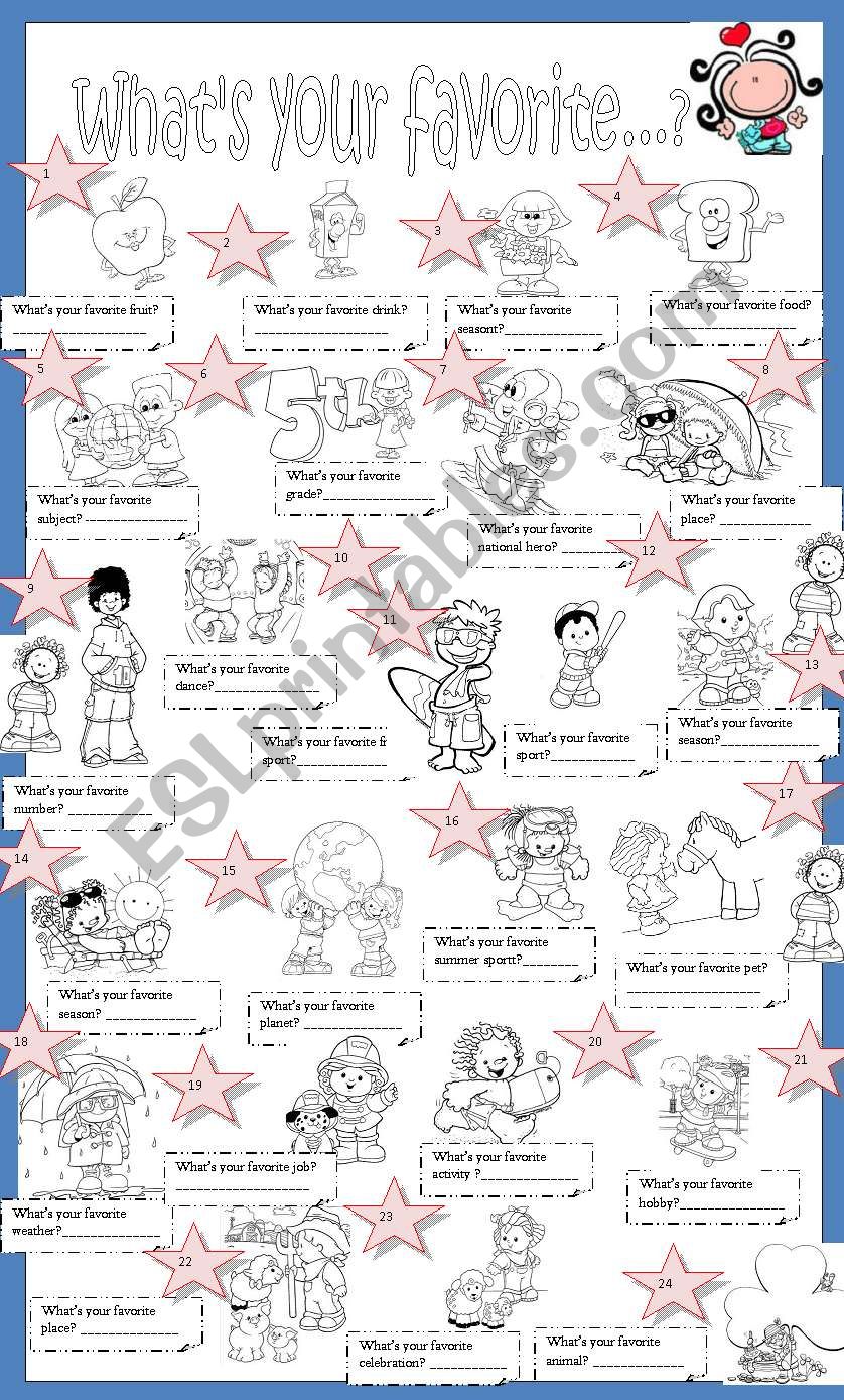 What´s your favorite? - ESL worksheet by claudiafer