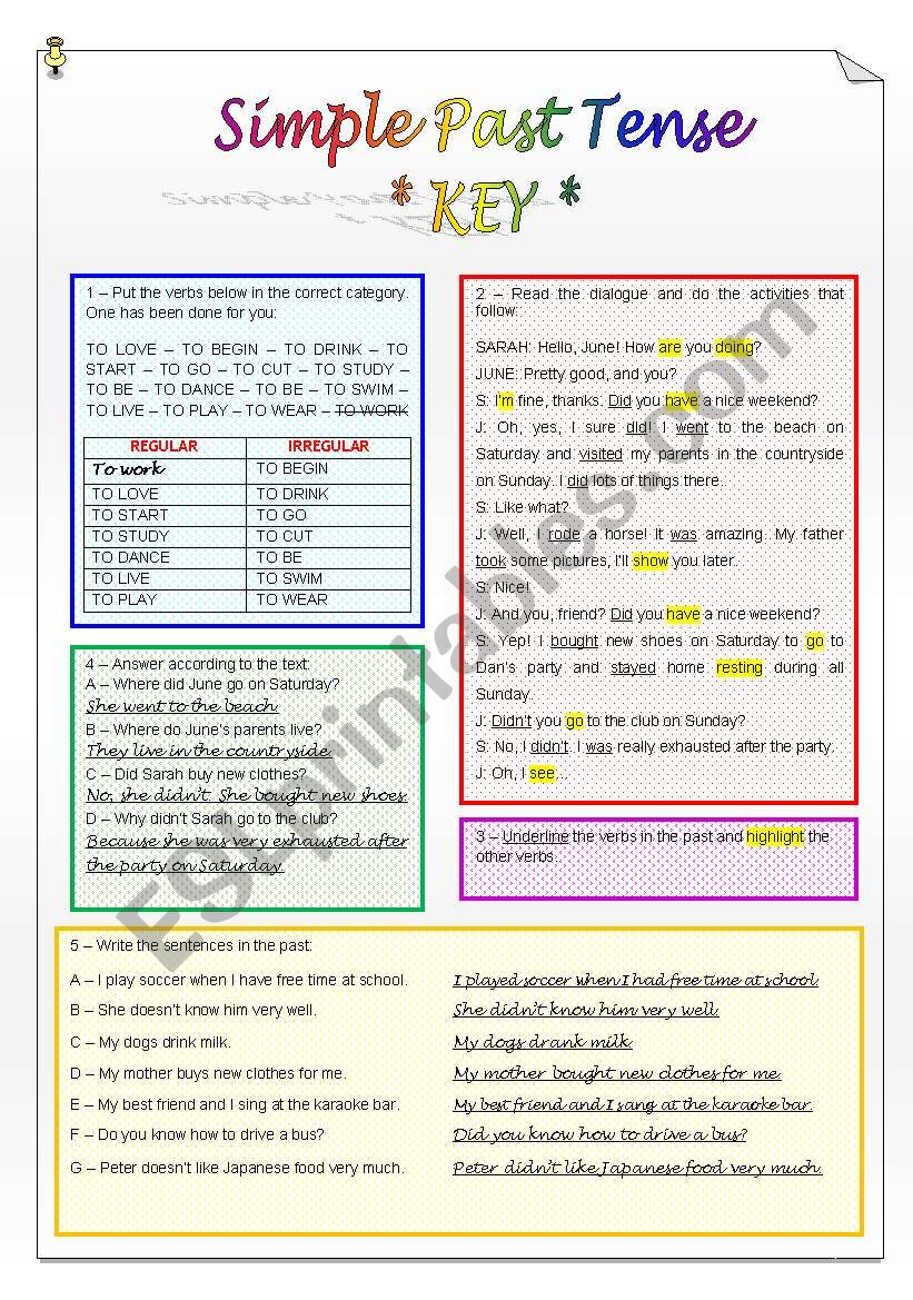 Past Simpletenseexercises 421310