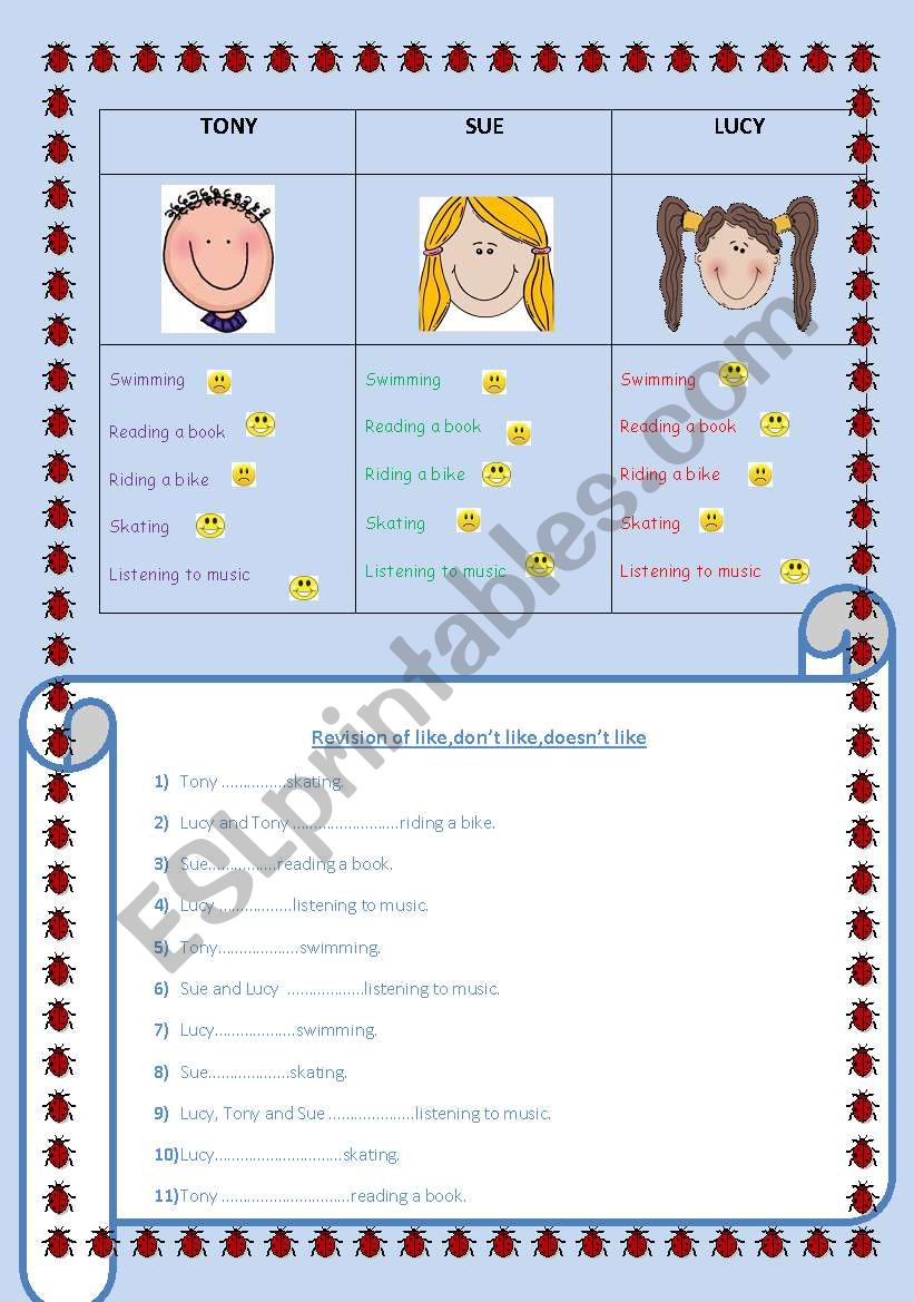 like don´t like doesn´t like - ESL worksheet by girgelsinem like don´t like doesn´t like - ESL worksheet by girgelsinem