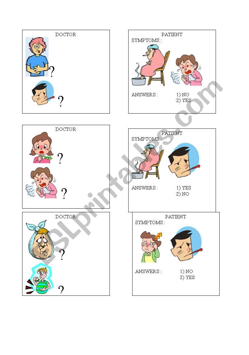 English worksheets: at the doctor´s