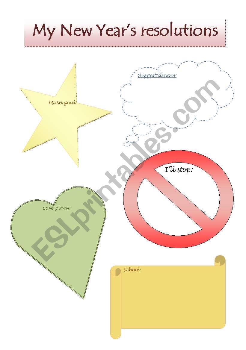 My New Year´s resolutions - ESL worksheet by niawa