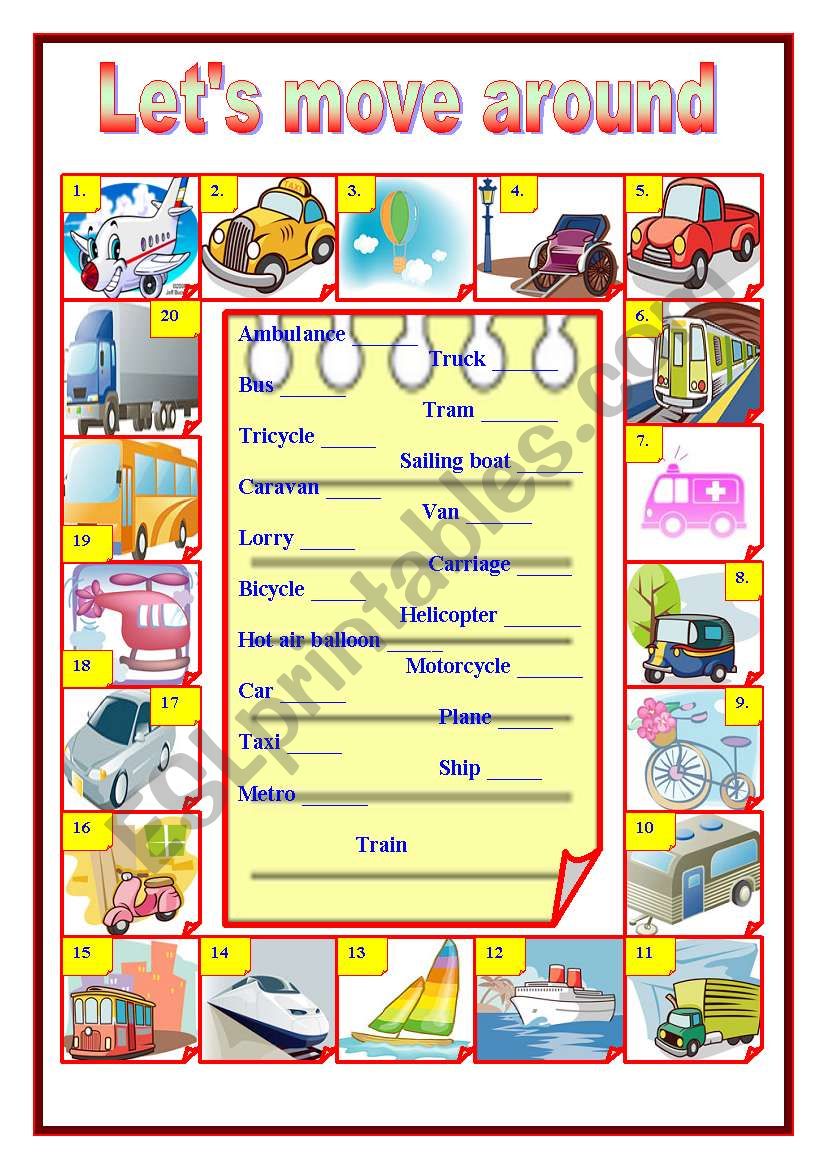 Let´s move around - ESL worksheet by LILIAAMALIA