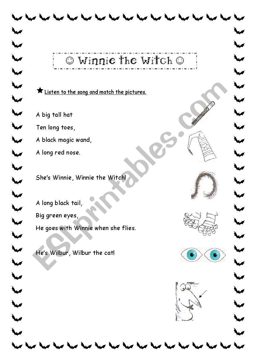 Winnie the witch´s song (match the pictures) - ESL worksheet by biankisth