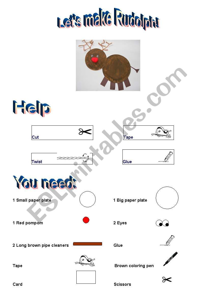Let´s make Rudolph - ESL worksheet by amycock2