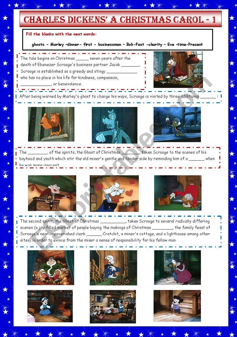 Charles Dickens´ A Christmas Carol 1/2 - ESL worksheet by VaneV
