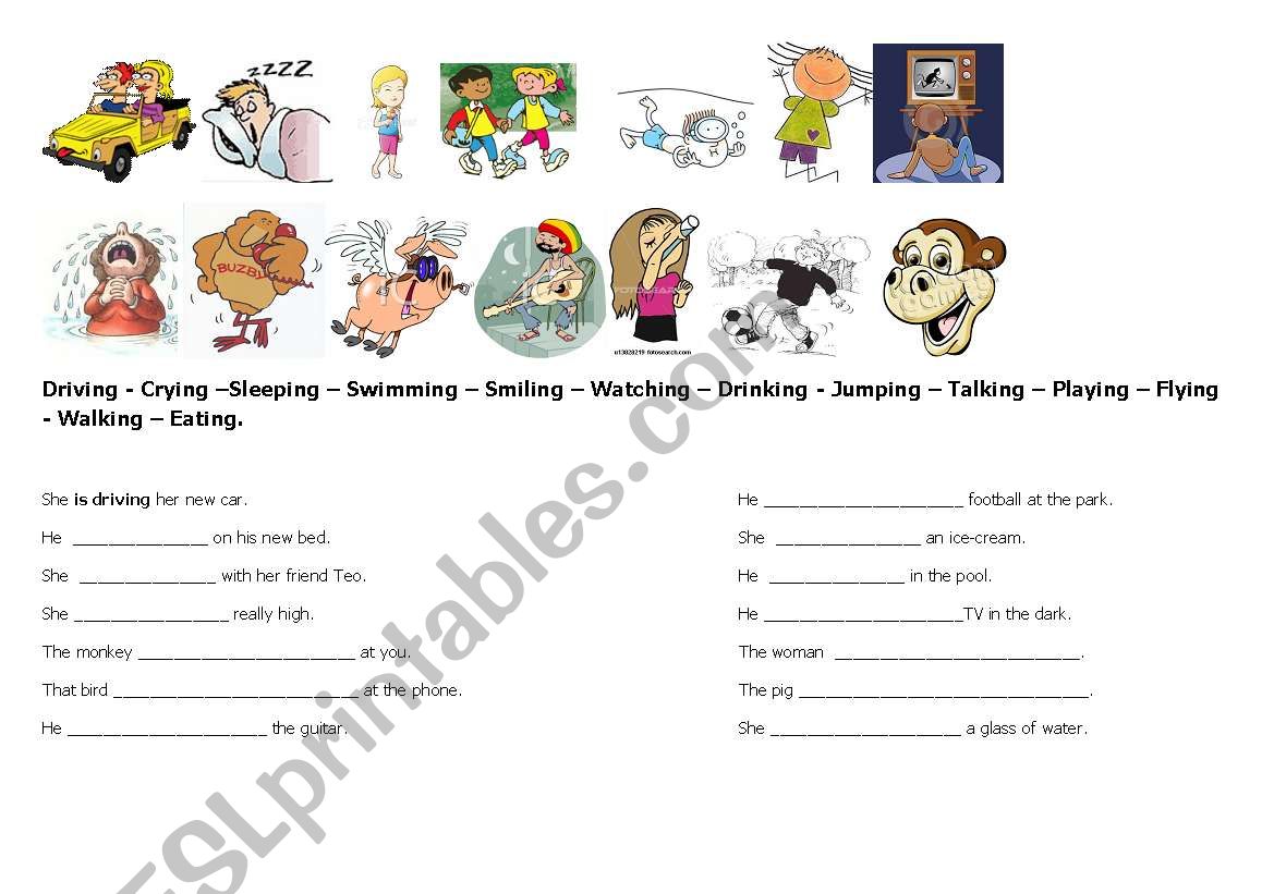 Presente Continuo 3Âª Persona - ESL worksheet by mcroig