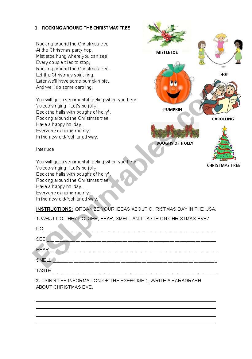 ¨Rocking around the Christmas tree¨ - ESL worksheet by anaivonne
