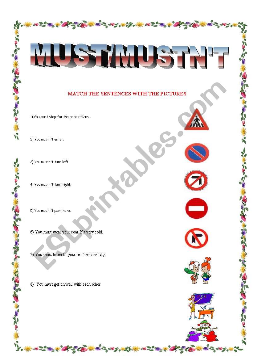 MUST/MUSTN´T - ESL worksheet by rainbow7922