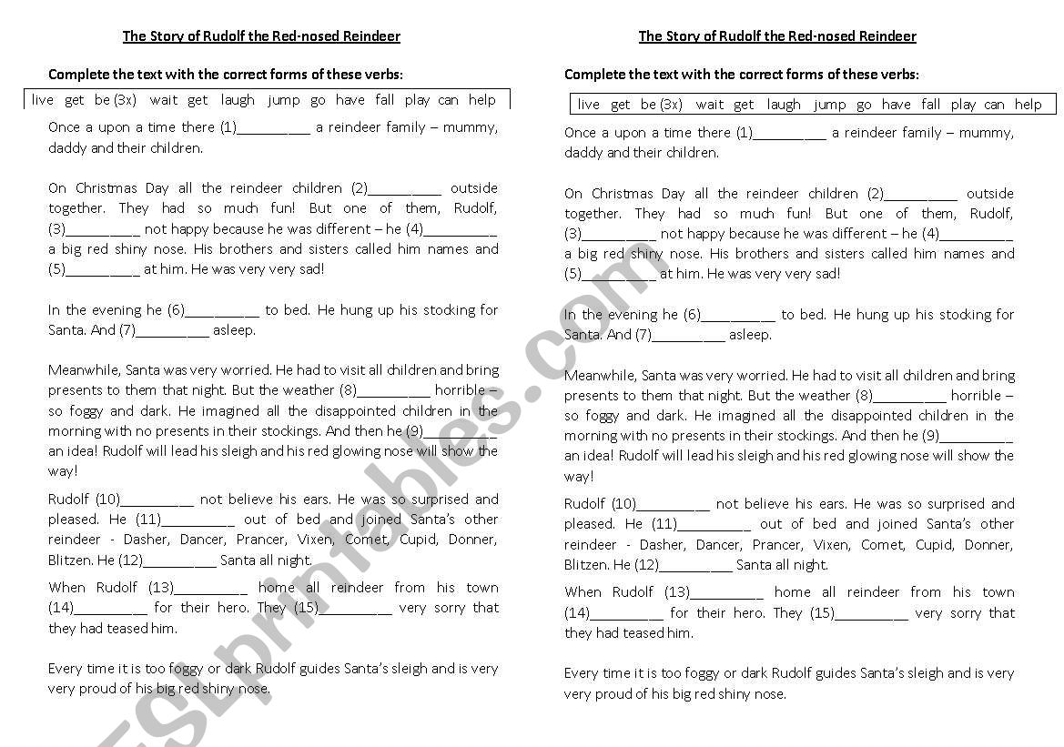 The Story of Rudolf the Red-nosed Reindeer - ESL worksheet by evelinkapo