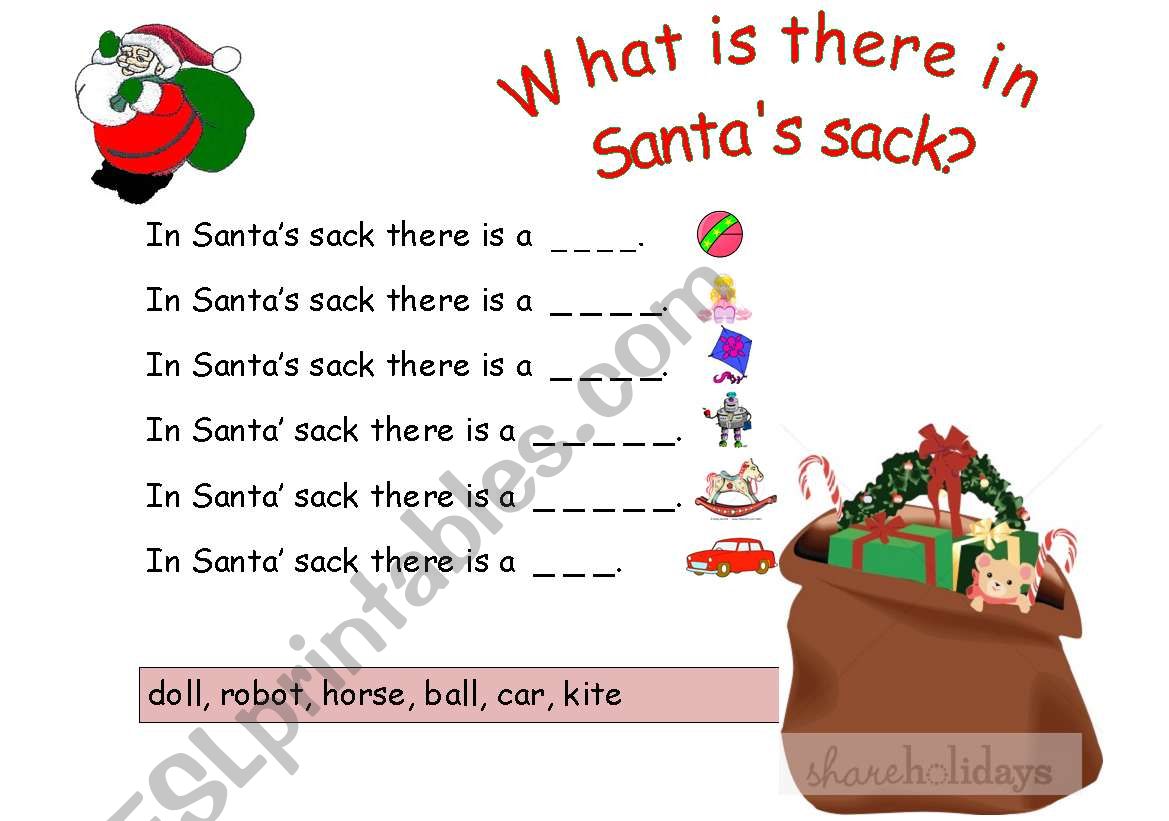 What is there in Santa´s sack? - ESL worksheet by carme sammut