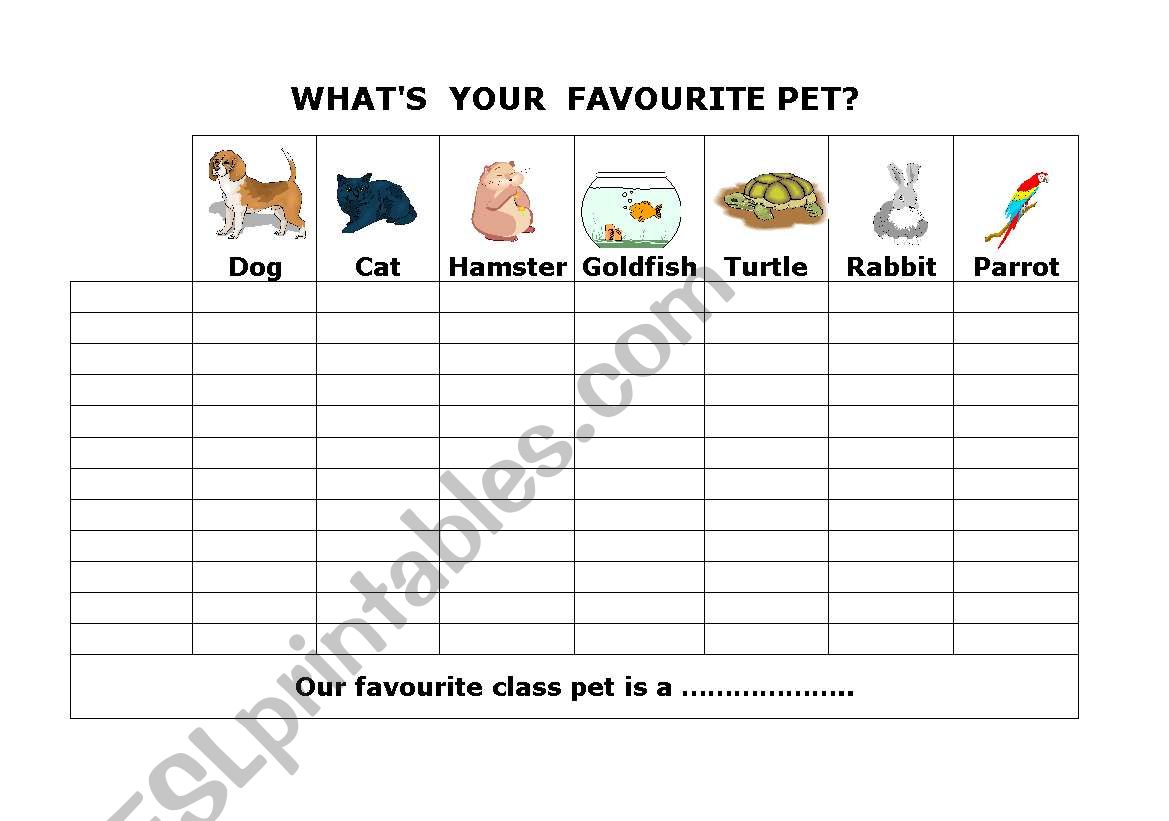 English worksheets: What´s your favourite pet?