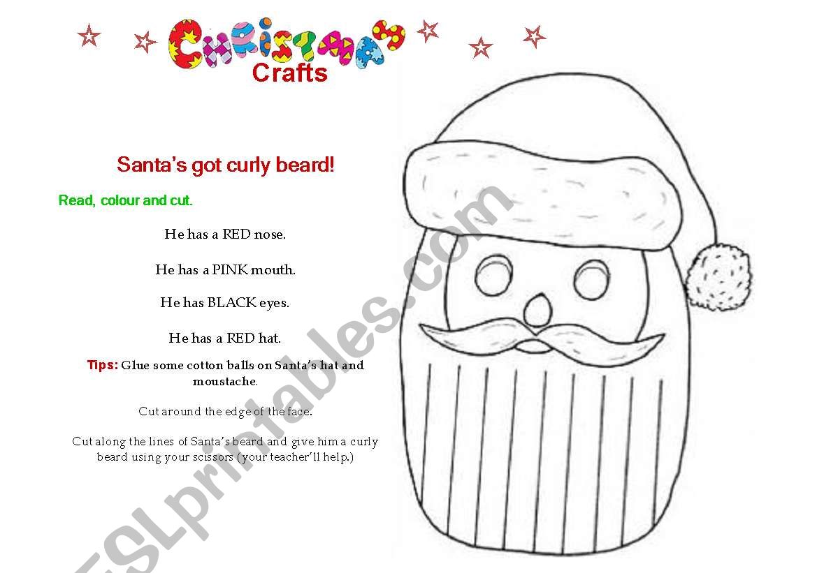 Christmas craft 2 - Santa´s Curly Beard - ESL worksheet by dionne1_03