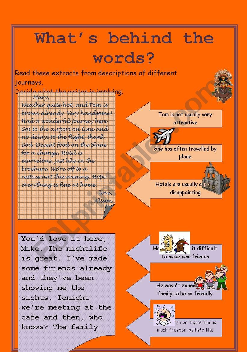 English worksheets: What´s behind the words?