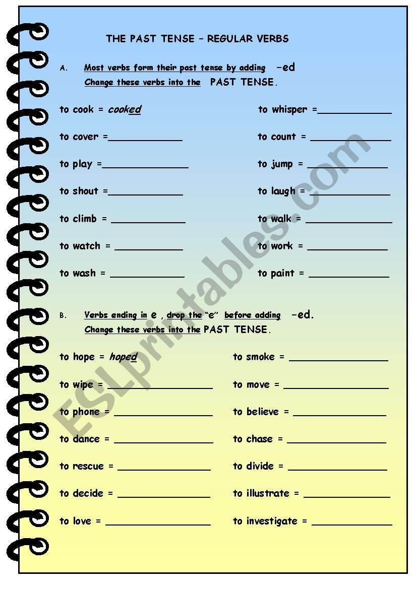 THE PAST TENSE – REGULAR VERBS - ESL worksheet by sabados