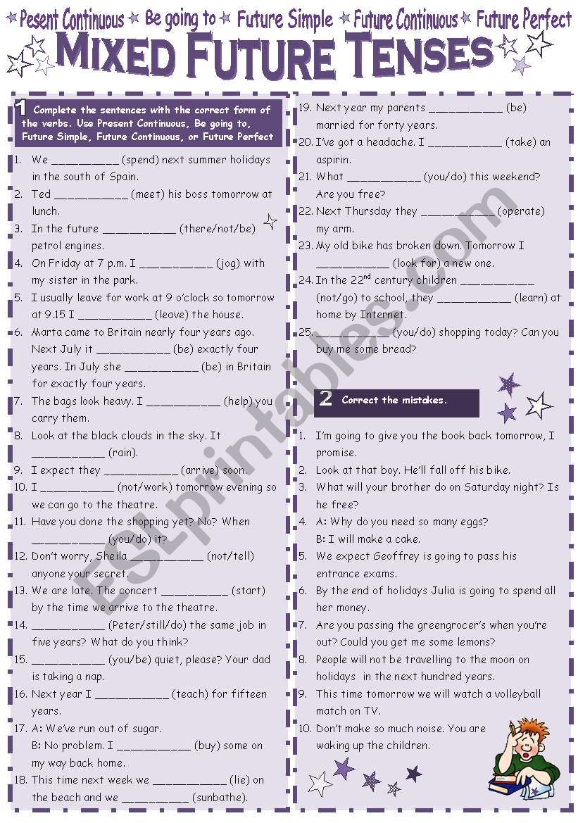 Mixed Future Tenses ESL Worksheet By Mada 1