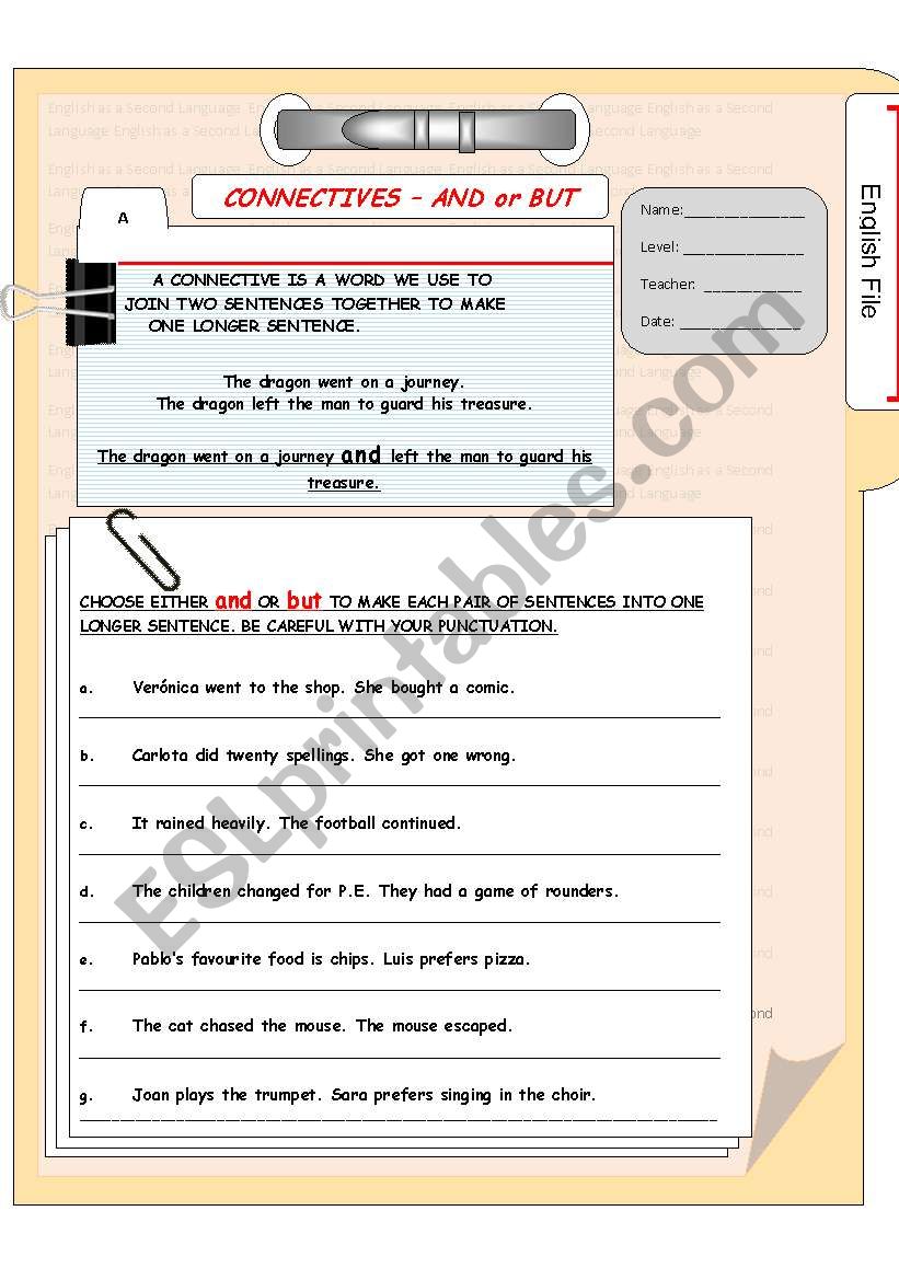 CONNECTIVES – AND or BUT - ESL worksheet by sabados