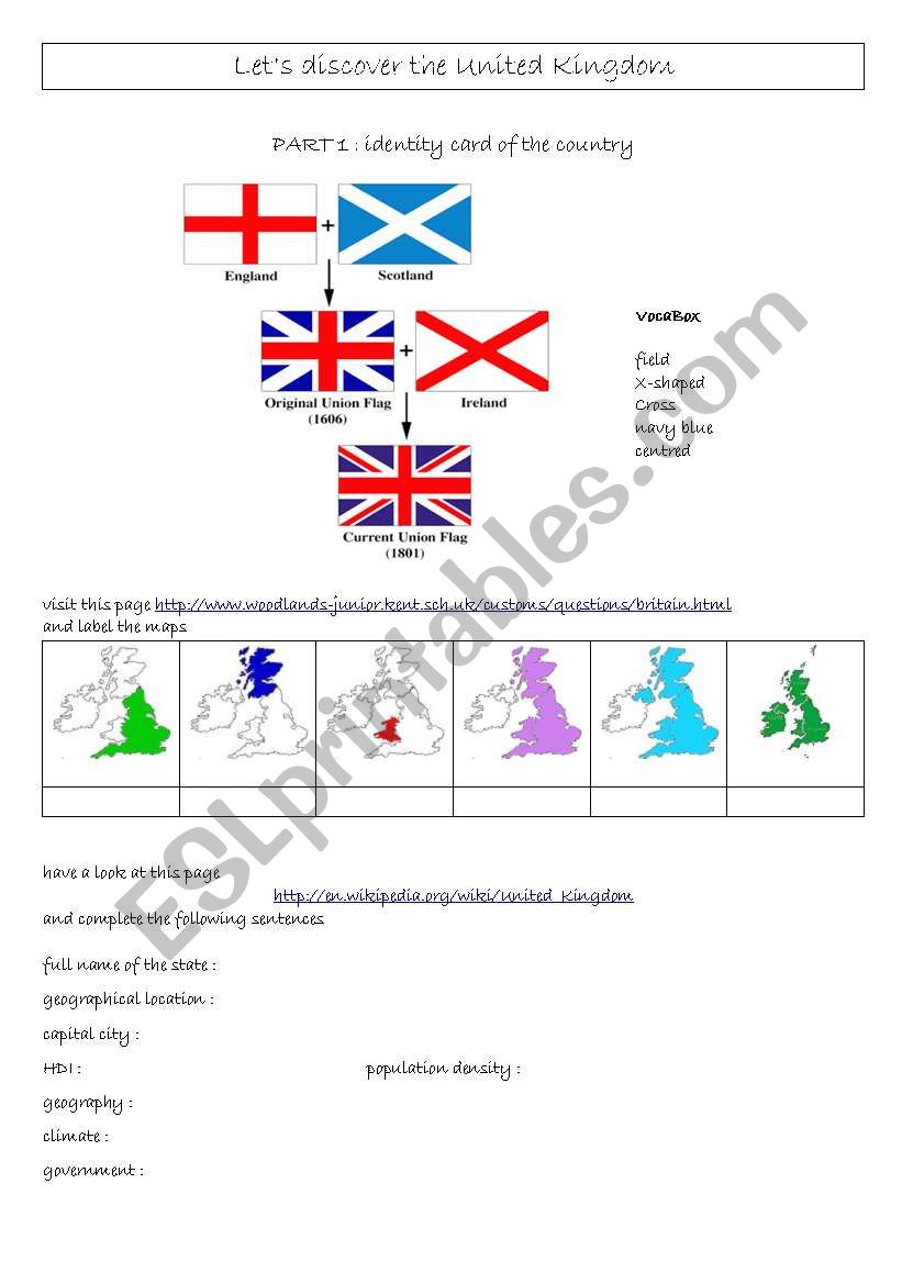 Let´s discover the United Kingdom! - ESL worksheet by doubledecker