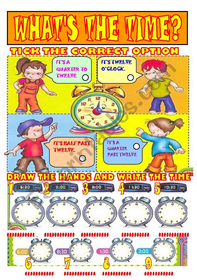 WHAT´S THE TIME? PART 1 - ESL worksheet by danielgodoy