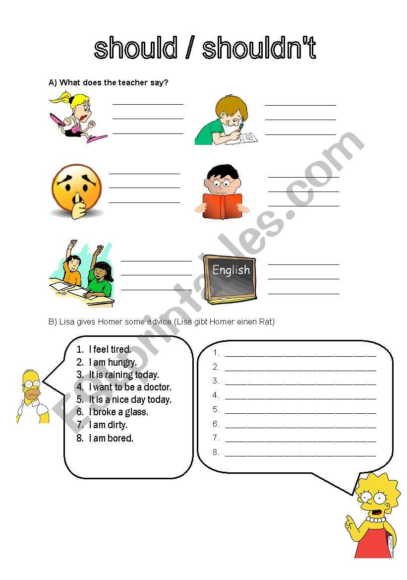 Should or shouldn´t - ESL worksheet by jaya_nar