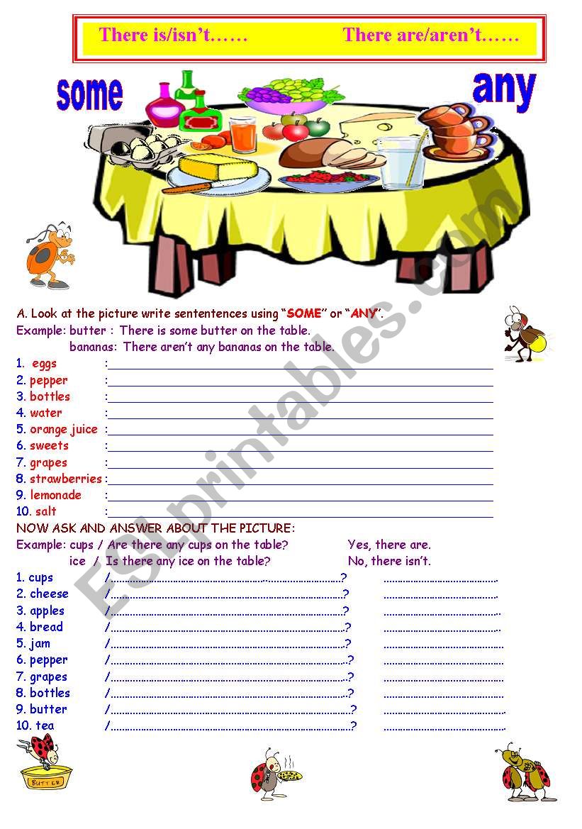 There is/isn´t There are/aren´t SOME/ANY - ESL worksheet by Berfinn