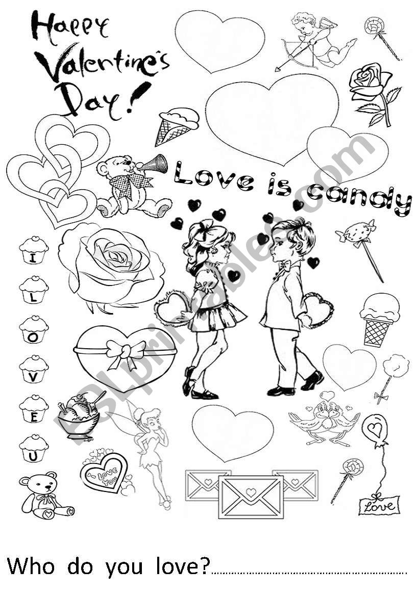Valentine´s day colouring sheet - ESL worksheet by Toeiz