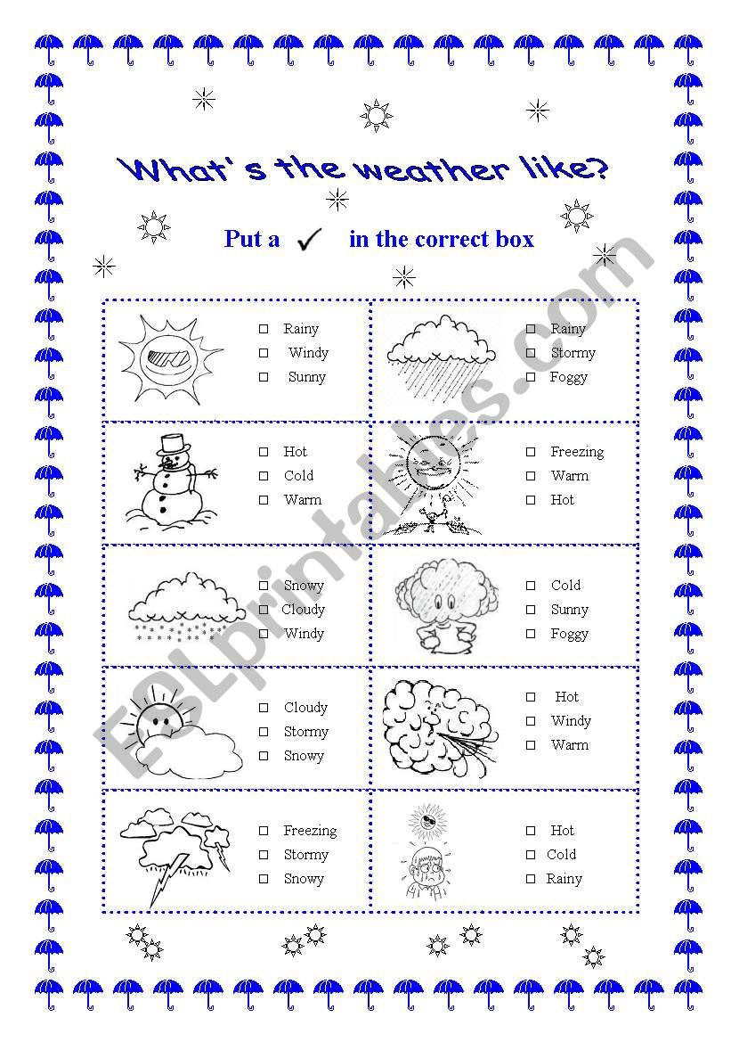 What´s the weather like? - ESL worksheet by mariannina