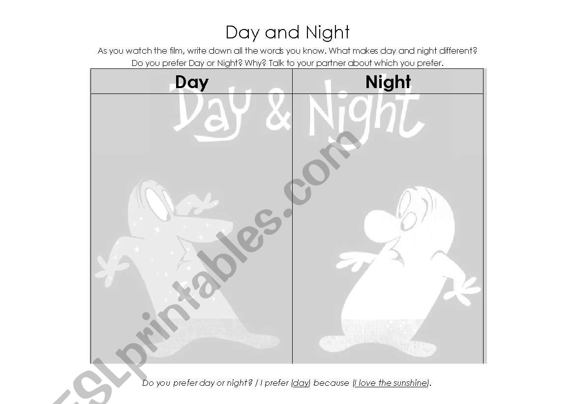 PixarÂ´s Day and Night - Descriptions - ESL worksheet by anna.nym