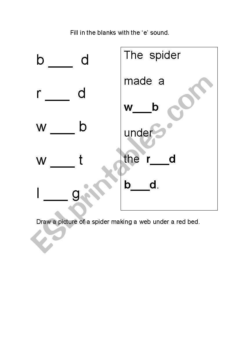 English worksheets: ´e´ sound worksheet