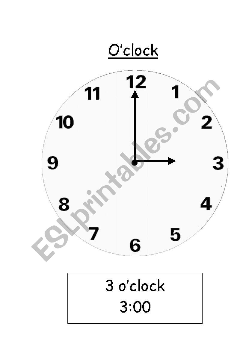 English worksheets: O´clock minichart