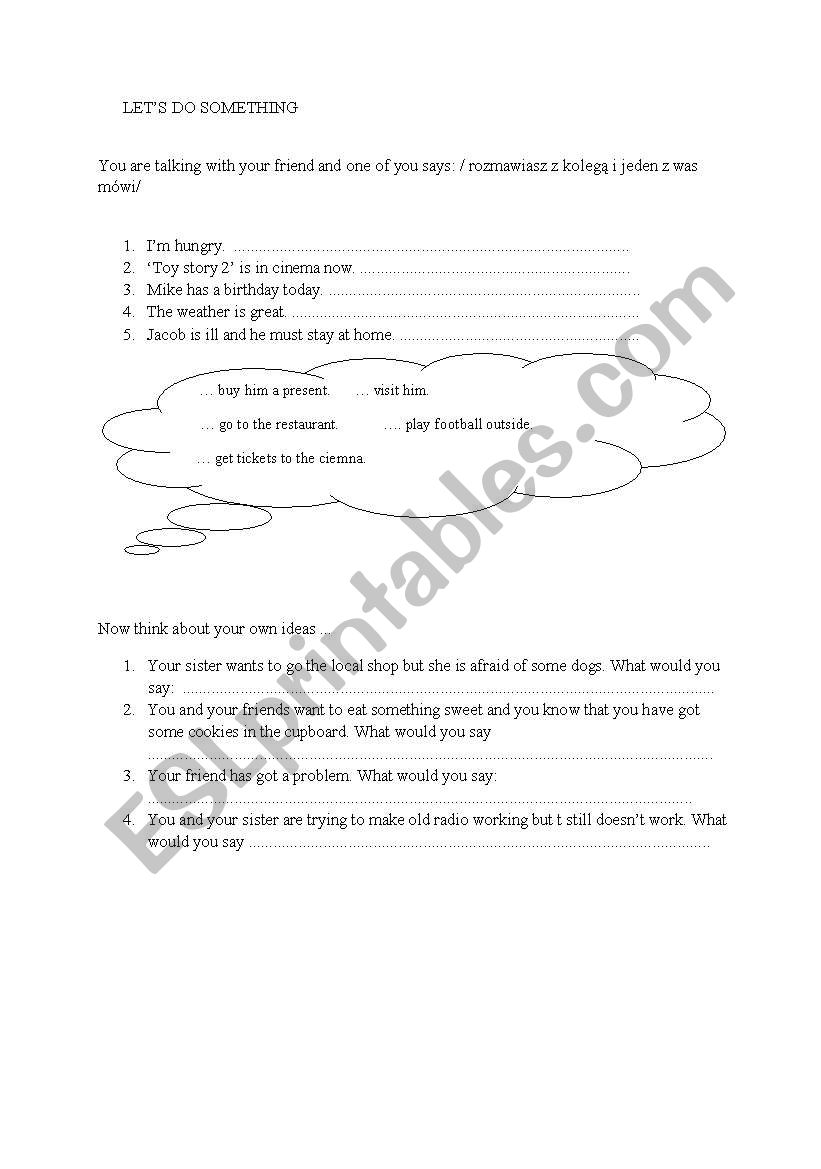 English worksheets: Let´s do something