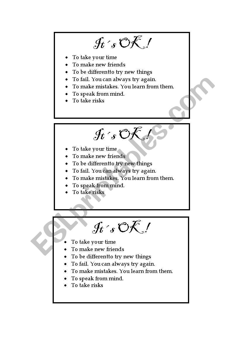 It´s ok - ESL worksheet by mcamigo