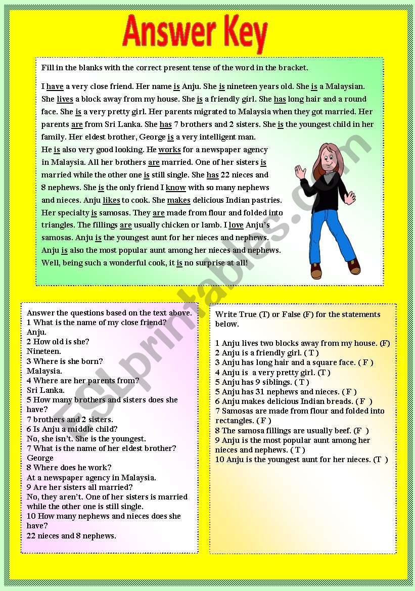 simple present tense exercises with answers