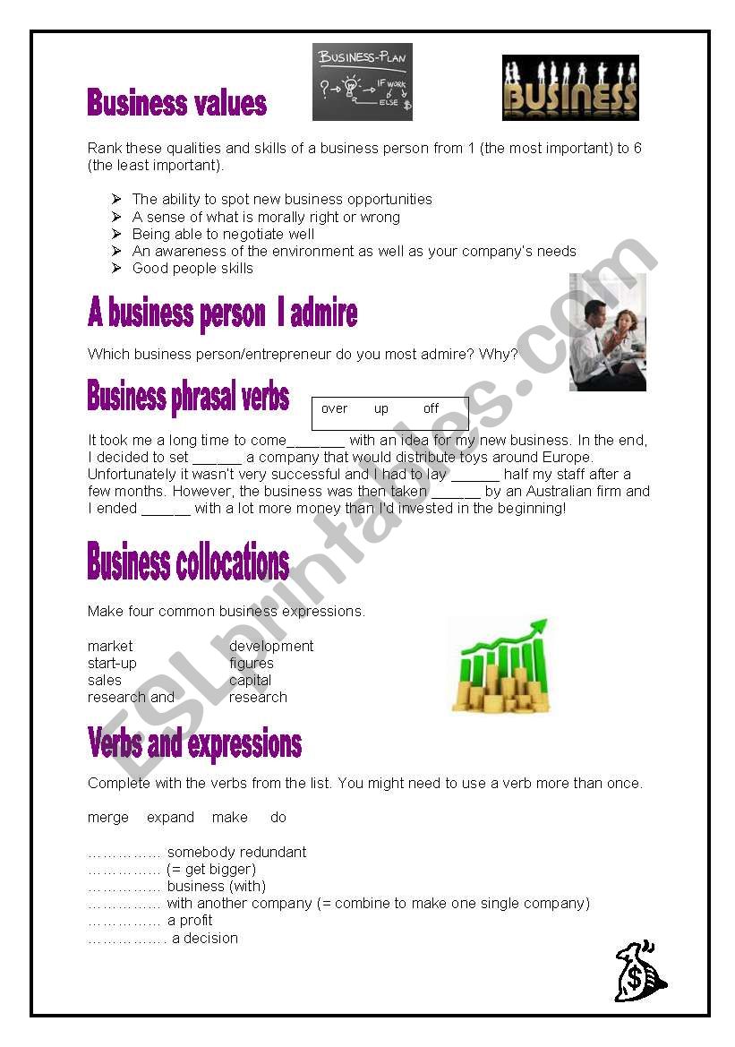 Let´s talk about business - ESL worksheet by Lauraip