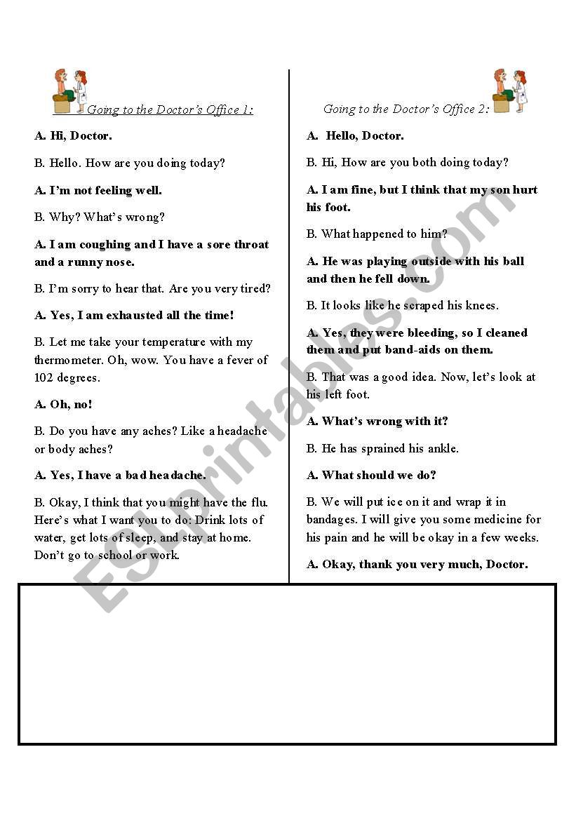 Doctor´s Office Conversations - ESL worksheet by melester