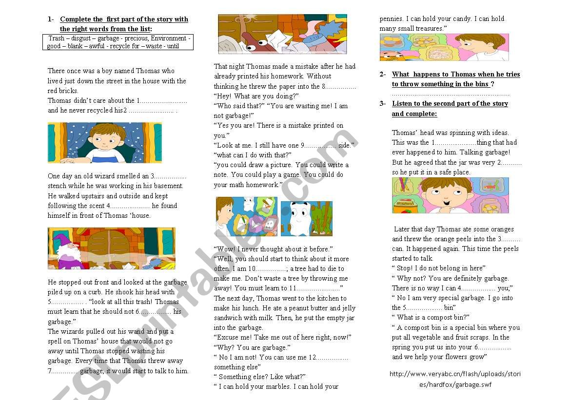 "Dont´ Waste Your Garbage" PART 1 - ESL worksheet by ladysam44