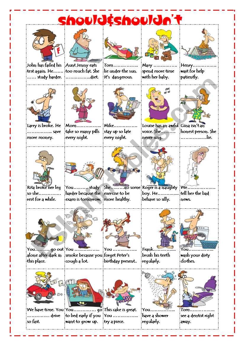 SHOULD&SHOULDN´T( for advice and suggestion) - ESL worksheet by rose95